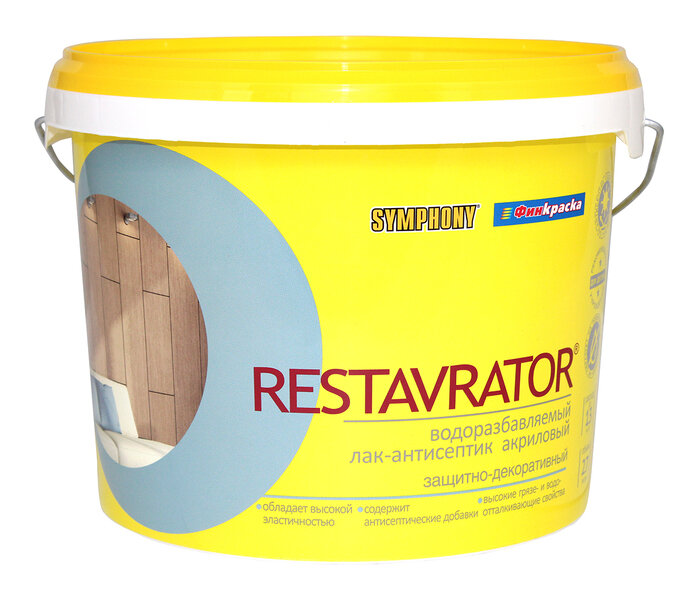 Лак-антисептик SYMPHONY RESTAVRATOR универсальный, глянцевый 2,7л