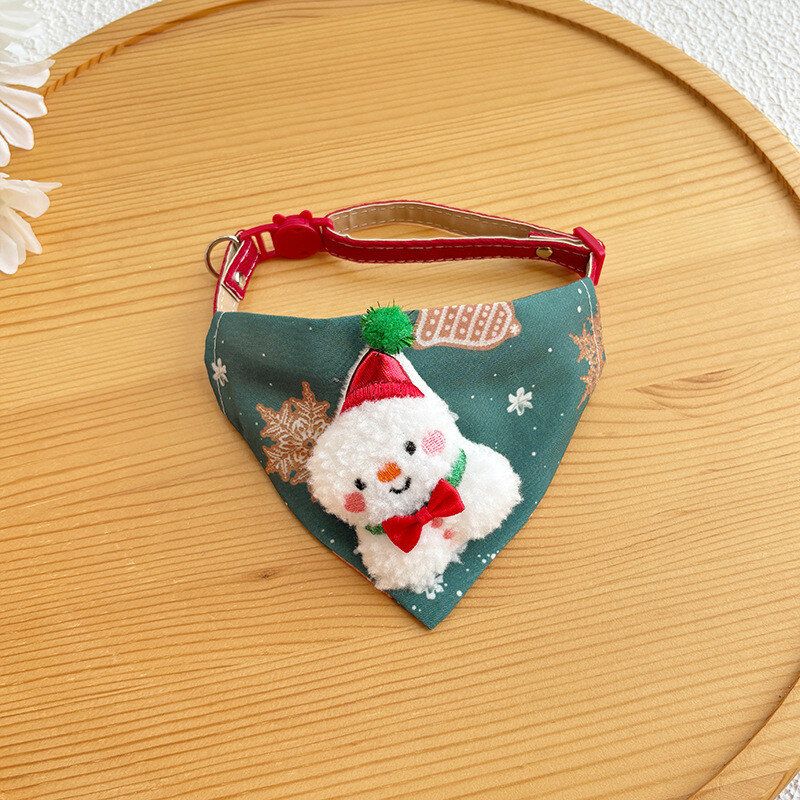 Holiday pet triangle collar with santa claus elk snowman design for cats and dogs winter seasonal wear snowman