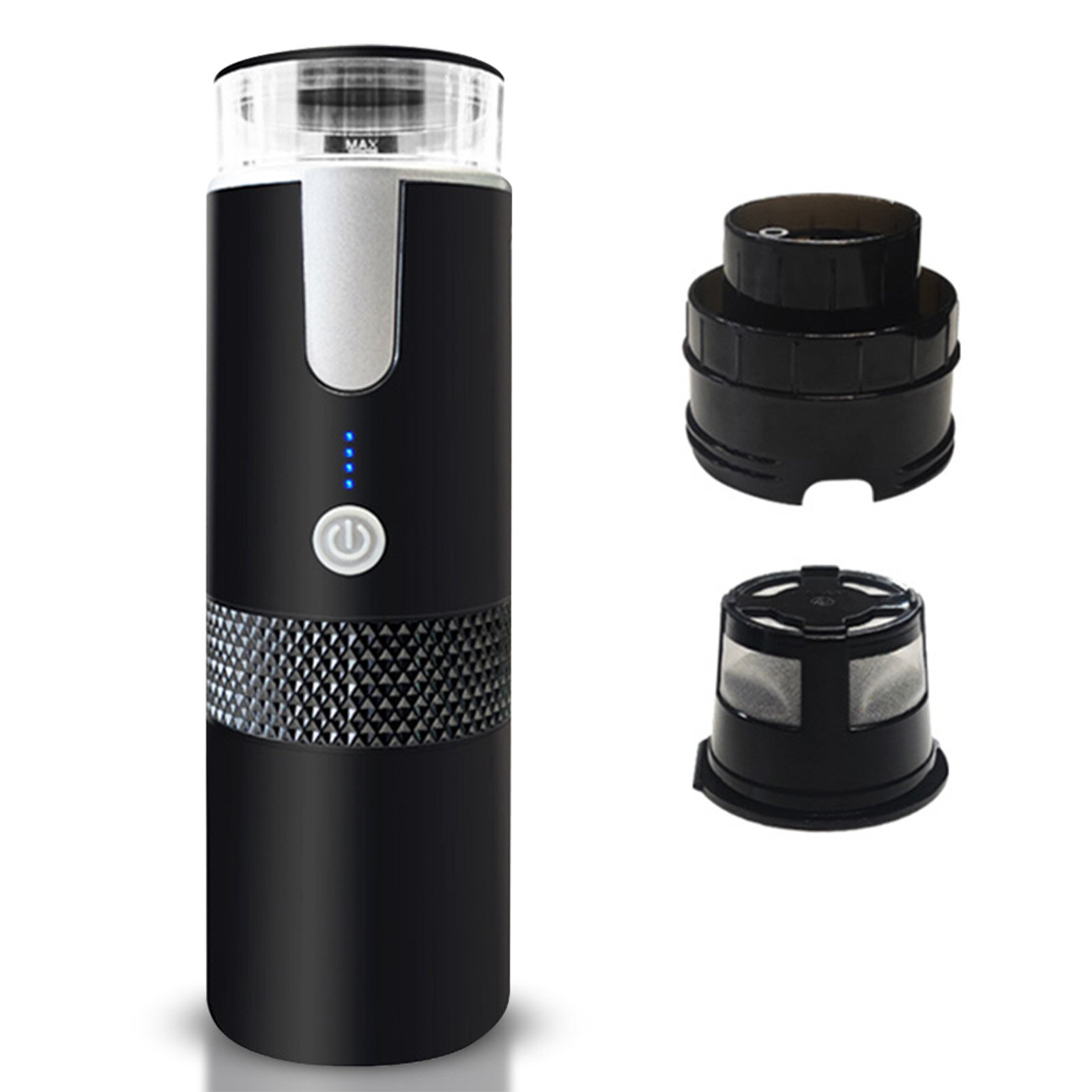Portable Electric Espresso Coffee Machines 6oz Single Serve Mini Maker with Cup Powder and Capsule Bin 1200mAh Rechargeable Battery Automatic Brew for Camping Travel Car Hiking Office(NO Heating Function)