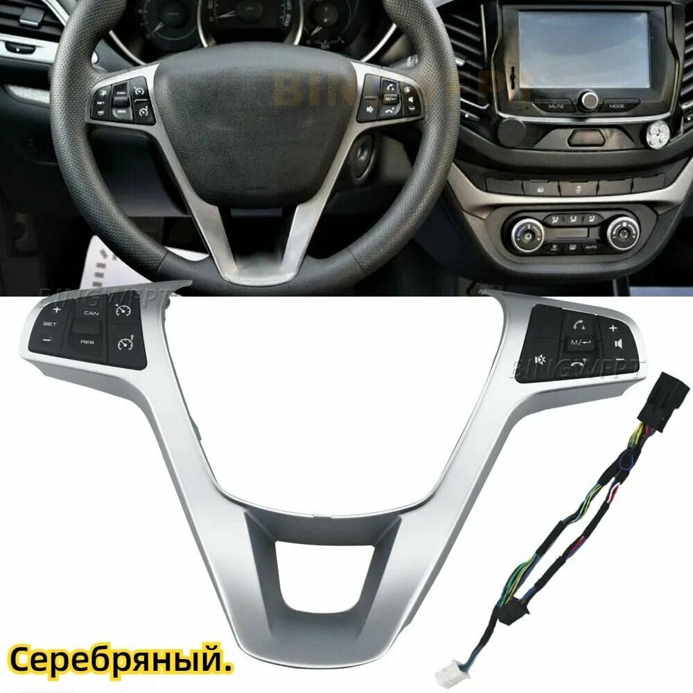 Многофункциональный комбинированный переключатель управления на рулевое колесо для Лада Веста, Хрей, Ларгус ФЛ / Вставка в руль Lada Vesta, XRay, Largus FL