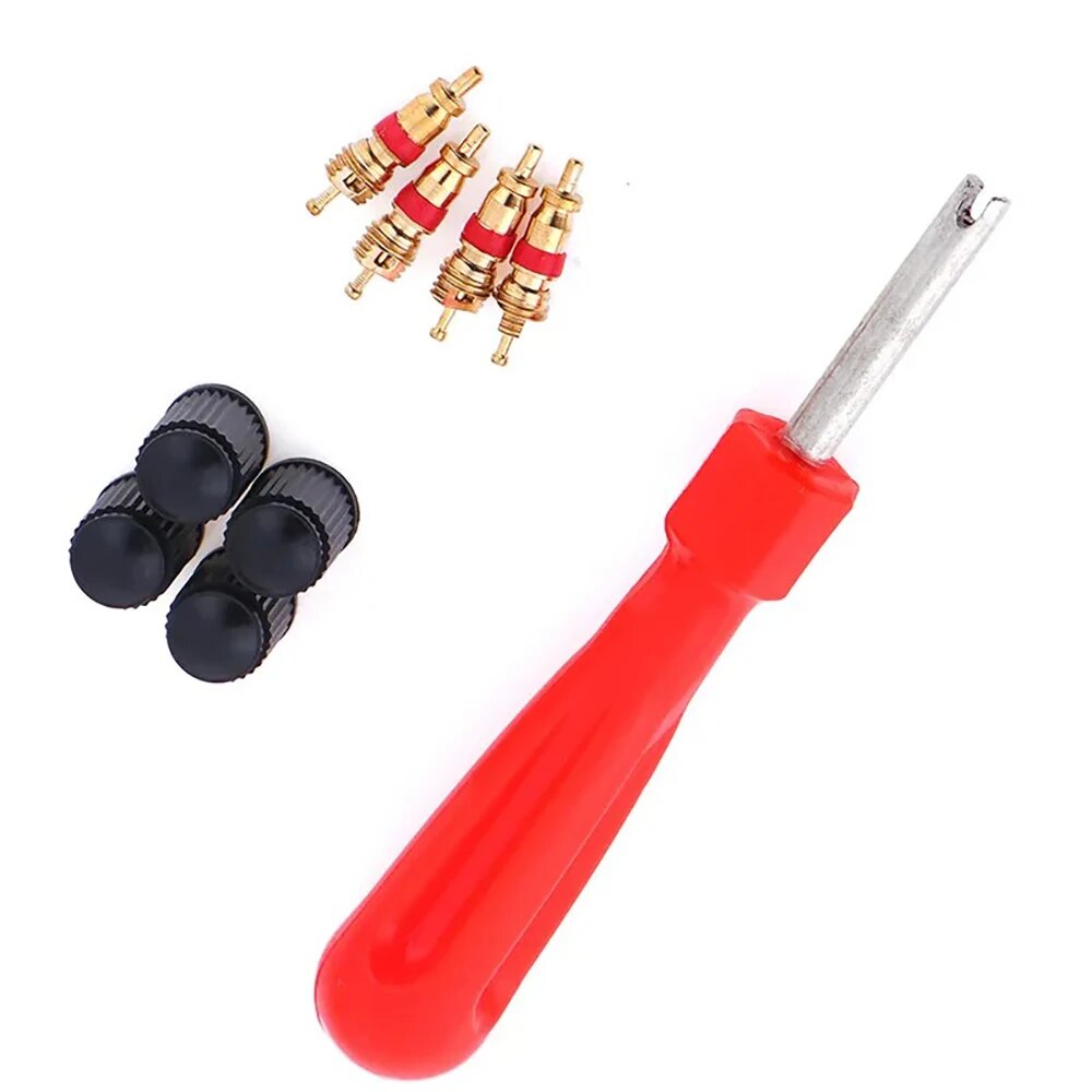 Набор Инструментов Для Снятия Ниппелей Автомобильных Шин, 9 Предметов: Ключ, Съемник Прокладок, Отвертка