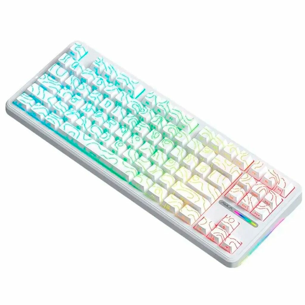 EPOMAKER x AULA F87 PRO Механическая беспроводная игровая клавиатура Contour Line White (3768) белый Английская раскладка USB, Радиоканал, Bluetooth