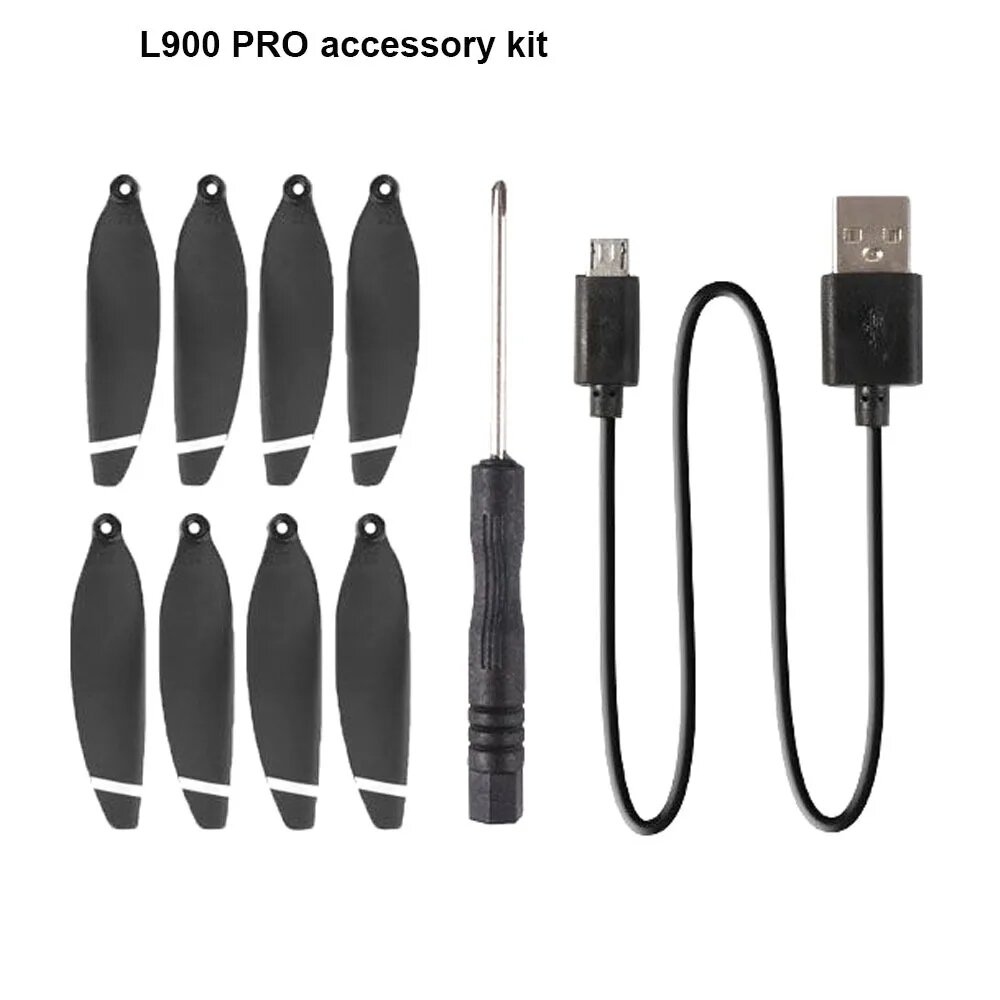 Аксессуары для L900 Pro: 8 лопастей, отвертка, USB кабель
