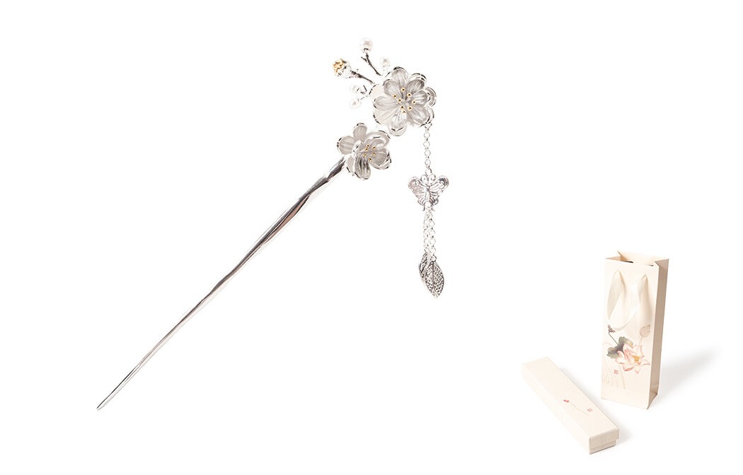 Заколка для волос женская BAIJUAN с цветами и подвеской, silver white, размер: F EU