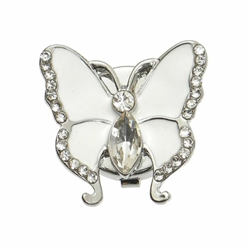Трехмерные бабочки-запонки с кристаллами, Серебристо-белый