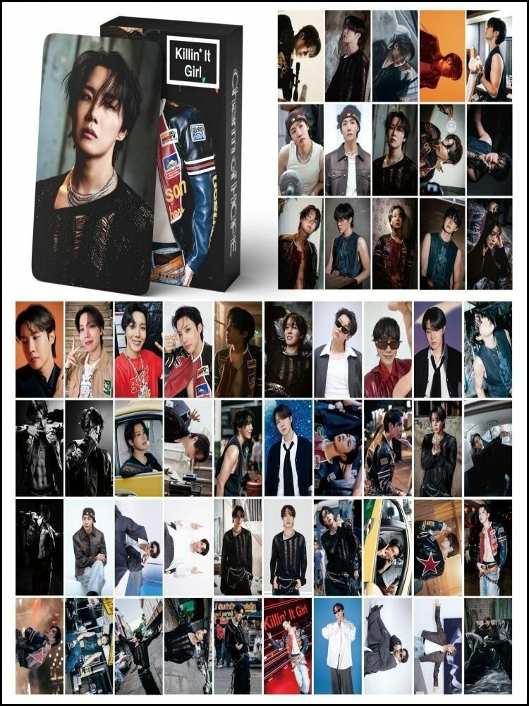 55 шт. Фотокарточки J-HOPE BTS "KILLIN IT GIRL" Официальный мерч Чон Хосока, ломо карты, коллекционные карточки для фанатов, декор для скрапбукинга и фотостены, идеальный подарок для ARMY