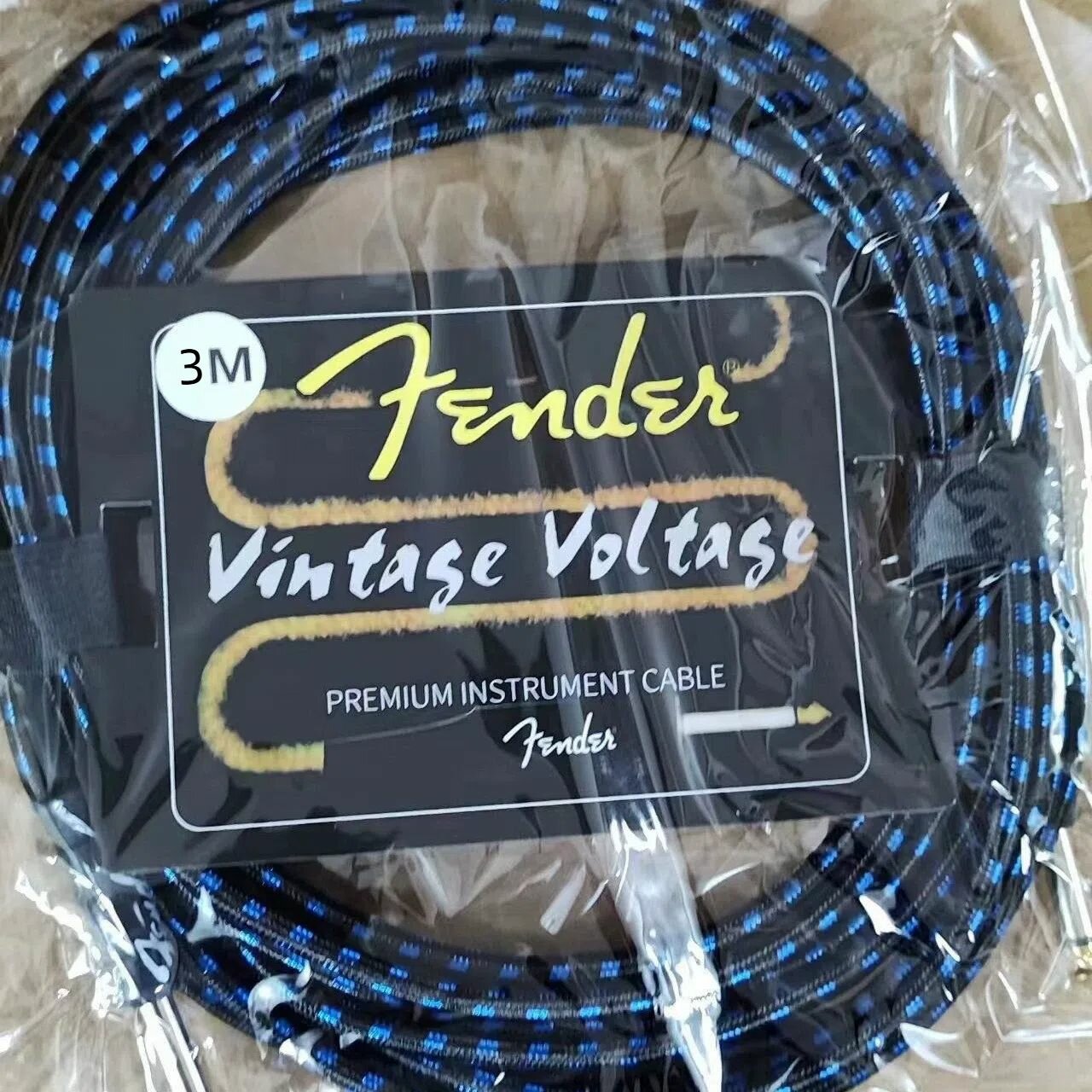 Премиум гитарный кабель желтый 3 метра 6.3 jack Fender Vintage Voltage, шнур для для электрогитары, электроакустической, провод для комбика.
