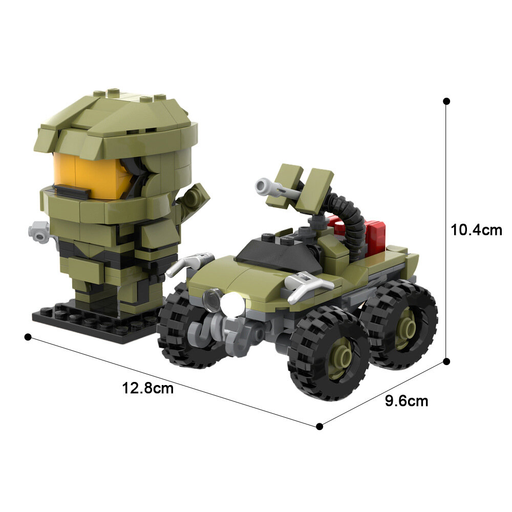 MOC-168036 Мастер Чиф + игрушка-строительный блок Halo Warthog, совместимая с мелкими частицами LEGO, дропшиппинг