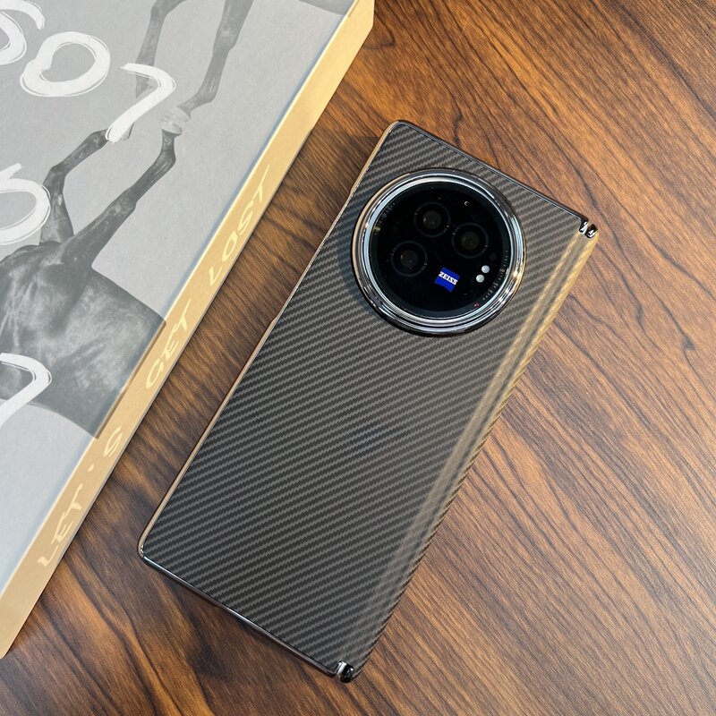 Vivo X Fold3 Карбоновая волоконная задняя крышка с средней рамкой Премиум складной чехол с противоскользящим рисунком