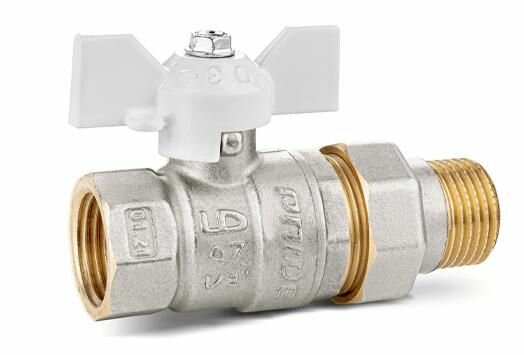 Кран для воды LD Pride шаровой со сгоном Ду15 Ру40, 1/2' ВН белая ручка бабочка