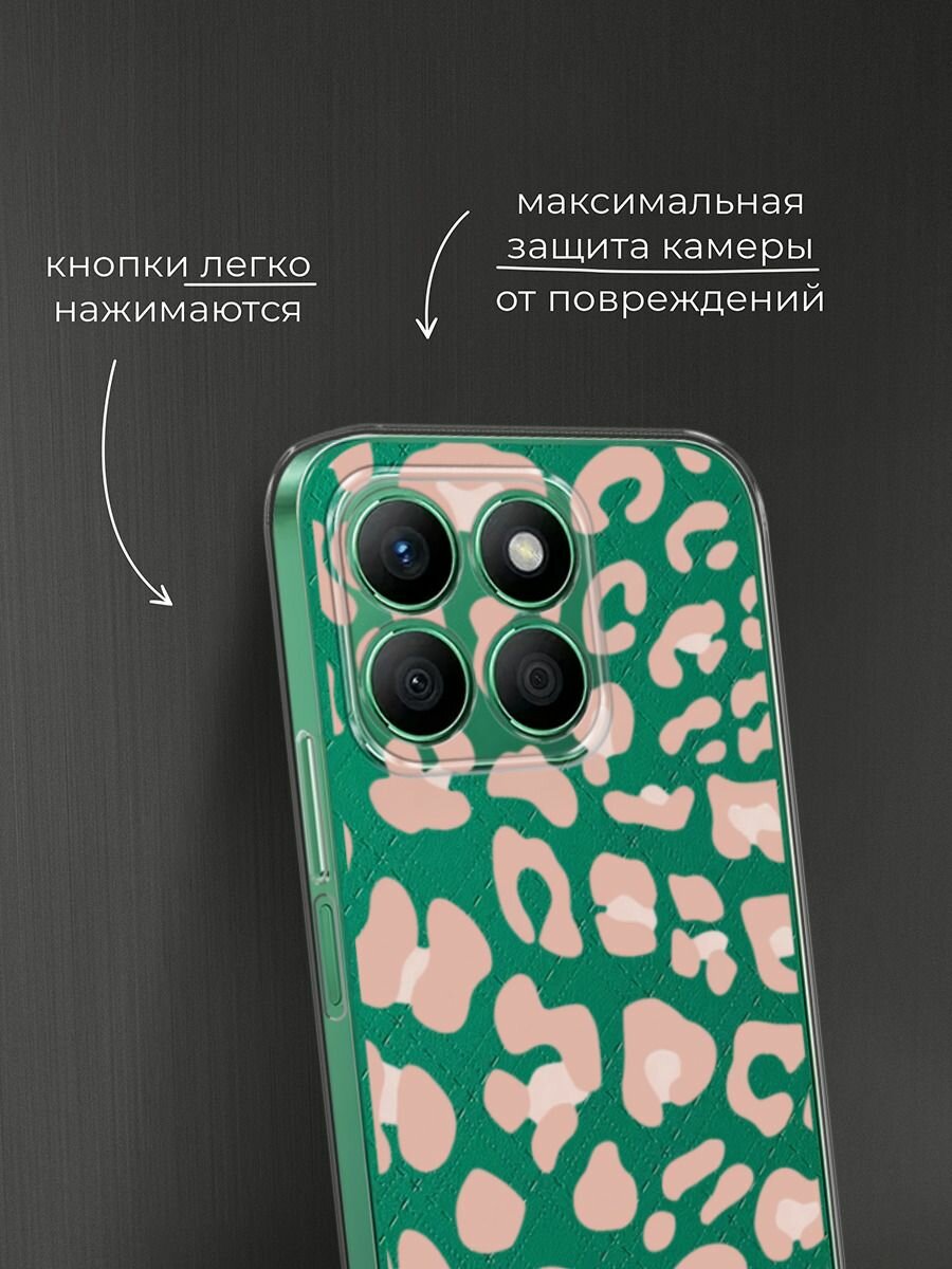 Чехол на Honor X8B / Хонор X8B с принтом Паттерн бежевый леопард, прозрачный — фото 1