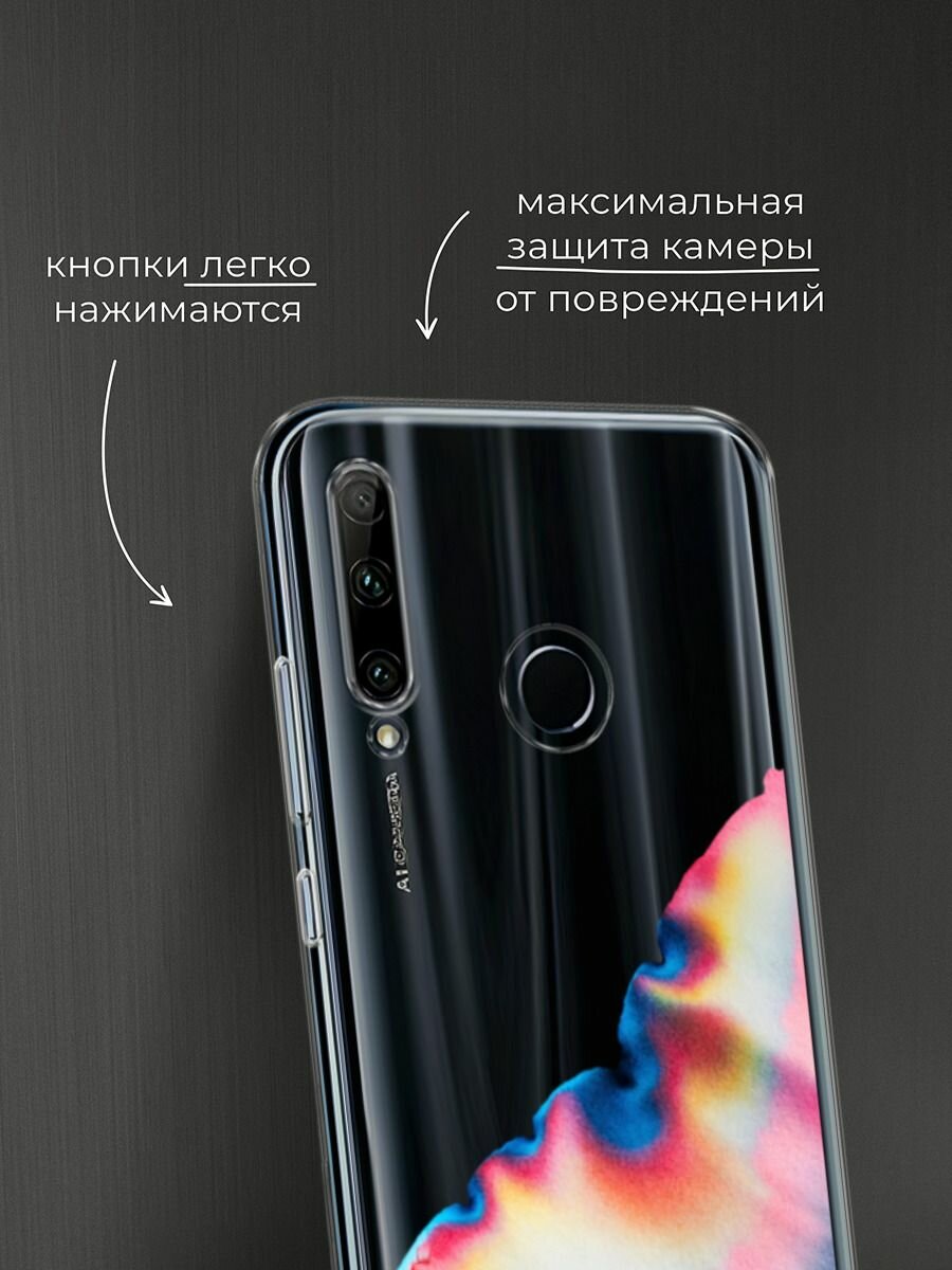 Чехол на Honor 10i/20 Lite 2019/20e/Huawei P Smart Plus 2019 / Хонор 10i с принтом Розовая акварель, прозрачный — фото 1