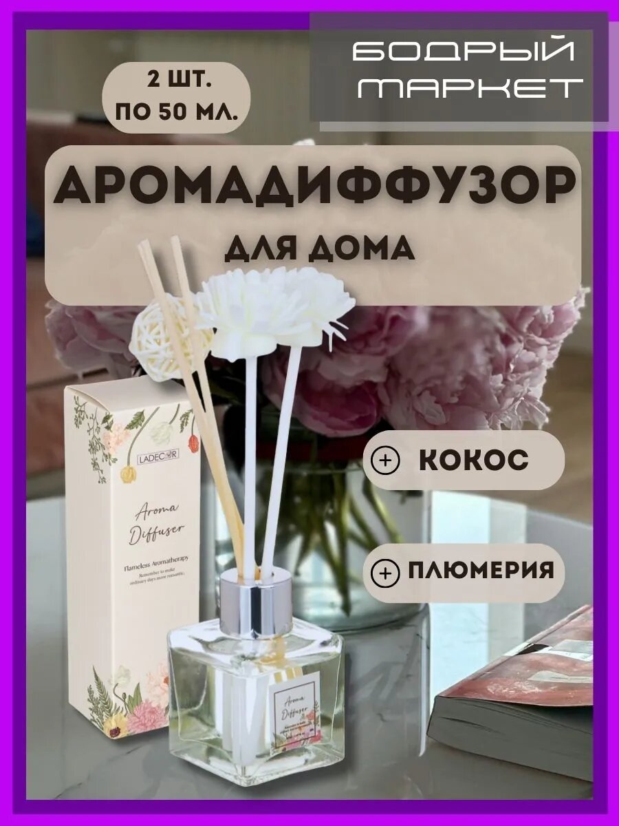 Набор диффузоров Кокос+Плюмерия 2 шт. по 50 мл.