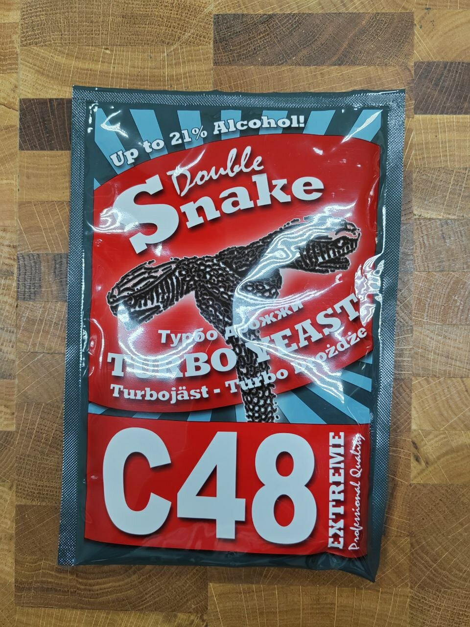 Турбо дрожжи "Double Snake C48", спиртовые, 130 грамм, 1 шт.