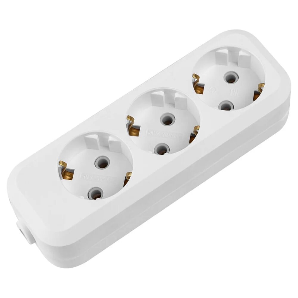 Розеточная колодка TDM ELECTRIC 3 гнезда 2П+3 16А 250В белая серии Народная