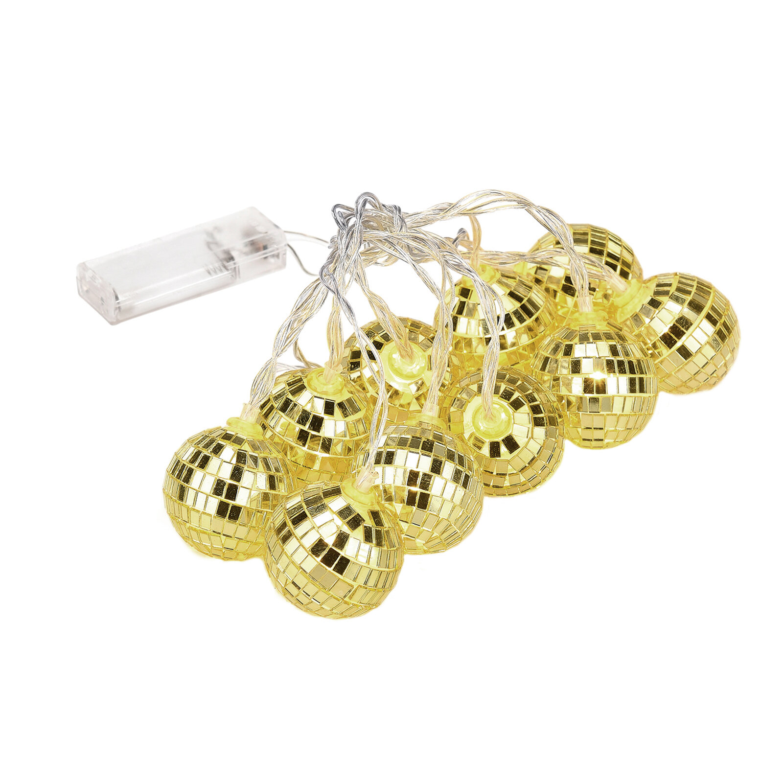 1,8 м, 10 лампочек, 5 см, Золотая сфера, теплый свет, зеркальный светильник, гирлянда, рождественские огни, гирлянда, украшение для рождественской елки