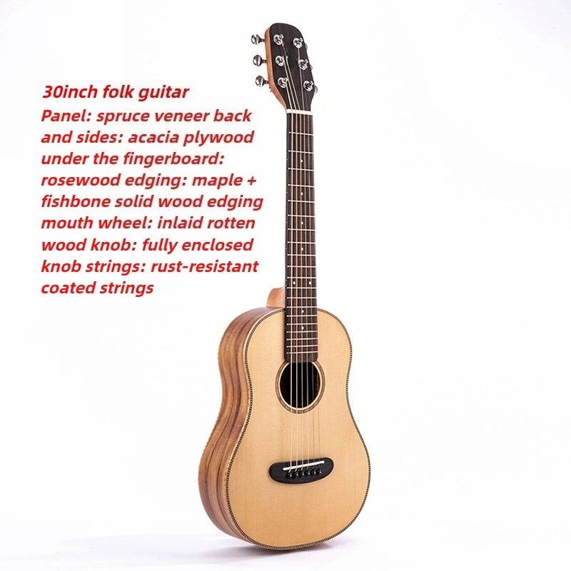 Мини-гитара из дерева 30 дюймов Acacia Wood