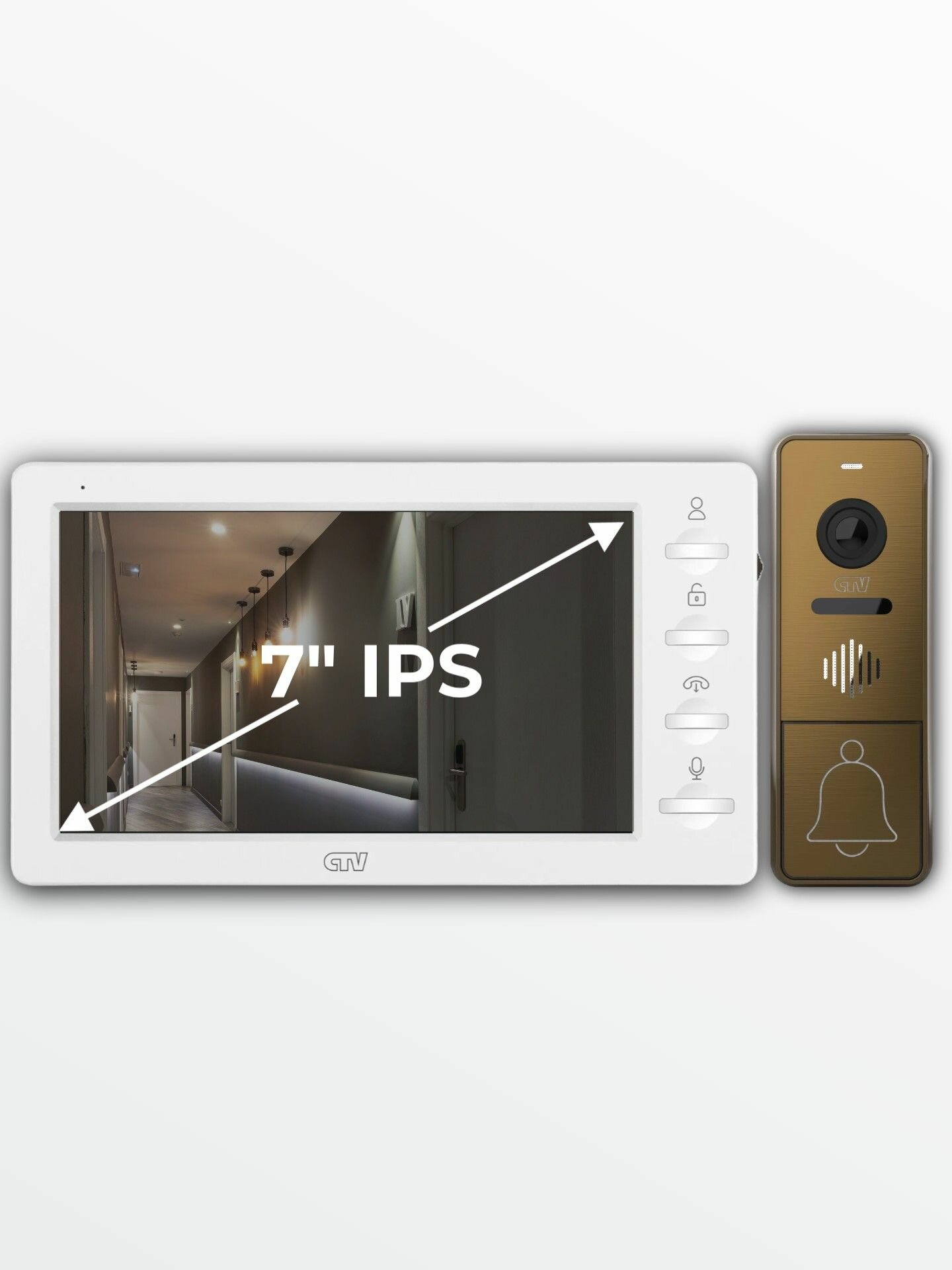 Комплект видеодомофон для квартиры: аналоговый монитор 7" CTV-M3702 Gamma + вызывная панель CTV-D4005, для дома или офиса, удаленное открытие замка, подключение к подъездному домофону