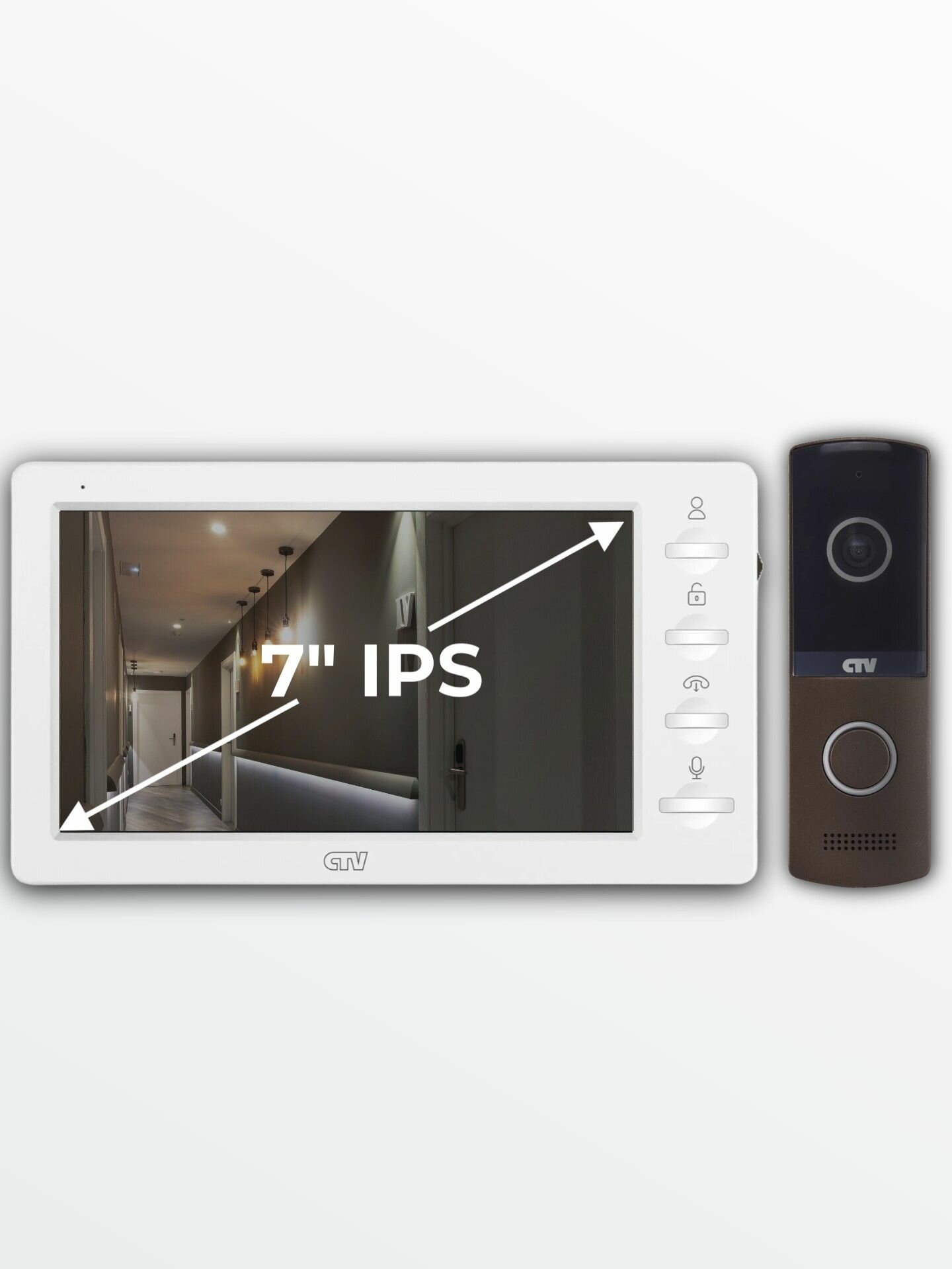 Комплект видеодомофон для квартиры: аналоговый монитор 7" CTV-M3702 Gamma + вызывная панель CTV-D4003NG, для дома или офиса, удаленное открытие замка, подключение к подъездному домофону