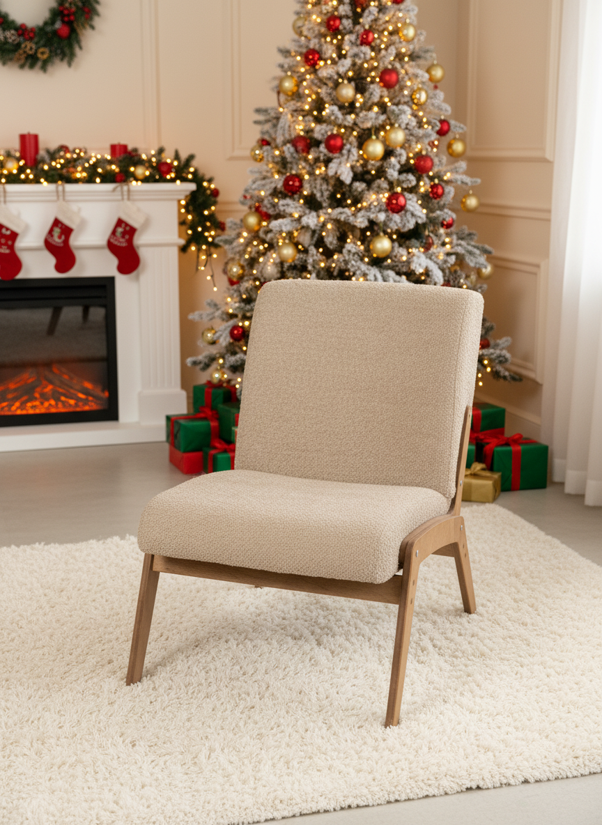 Кресло для отдыха "левита" от "Мягкой Посадки" без подлокотников, обивка бежевое букле