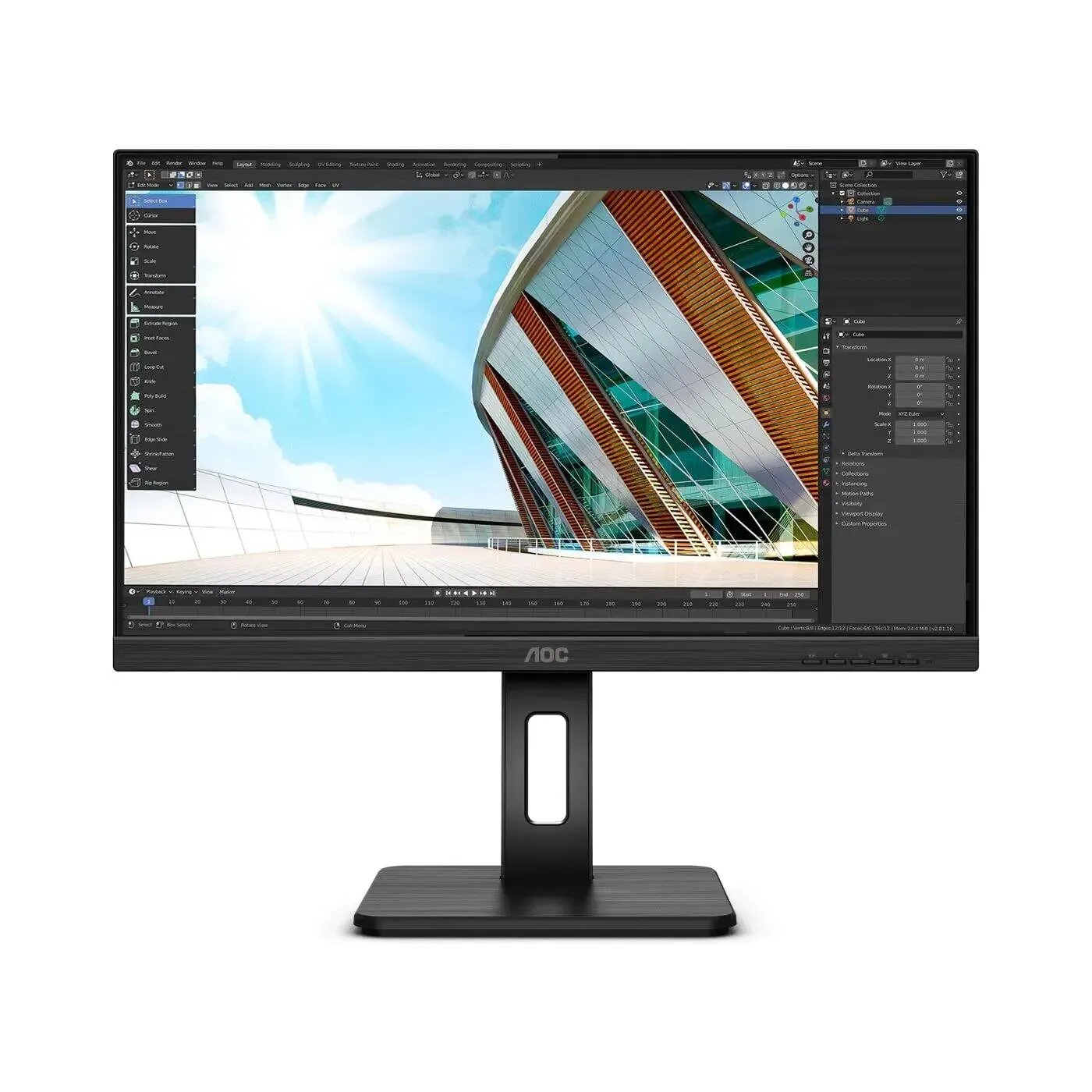 Монитор AOC 24P2Q, IPS, 24 дюйма, разрешение Full HD, USB-хаб