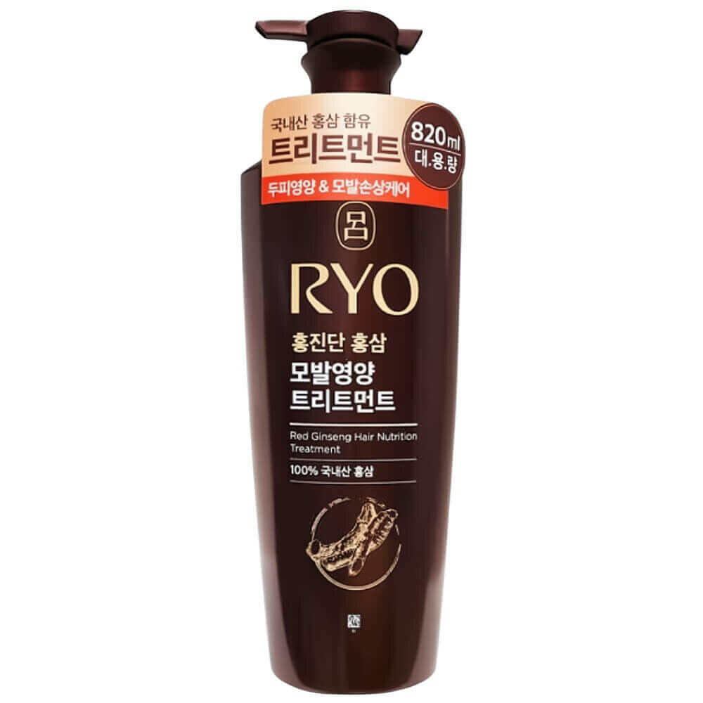 Ryo Hongjindan Red Ginseng Питательная маска для поврежденных волос с женьшенем, 820 мл
