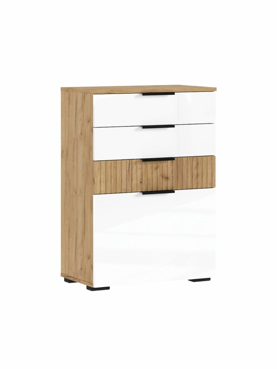 Комод Регина 602х866х350, Дуб Крафт/Белый глянец/Дуб Крафт, МИФ
