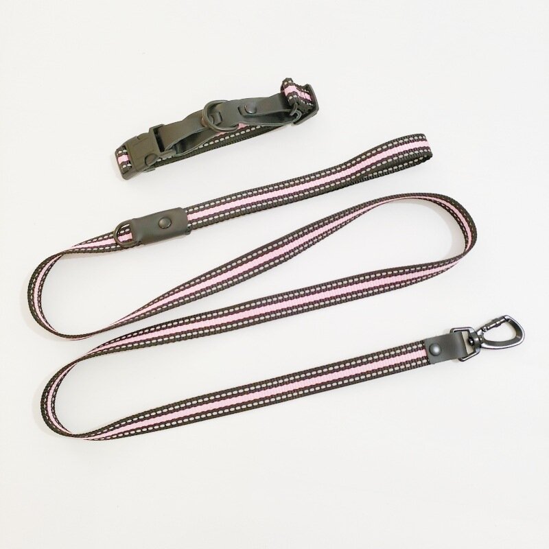 Поводок для собак, ошейник для животных, ошейник для собак, нейлоновый материал, прочный и безопасный розовый поводок