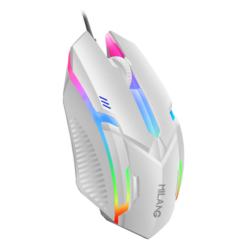 M3 Светодиодная подсветка Проводная игровая мышь USB для ПК Ноутбука Офиса и Игр Белый Цвет Комфортный Дизайн