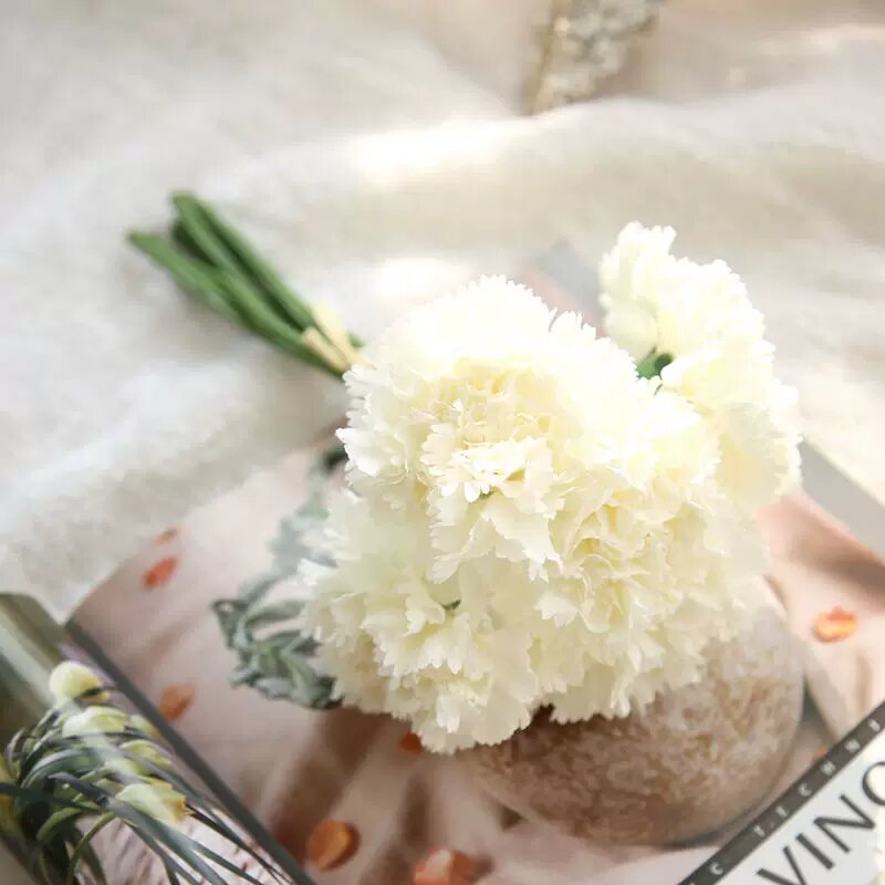 Искусственный букет гвоздик для декора интерьера, гостиной, свадеб, кофейного столика, пасторальный стиль, декоративные