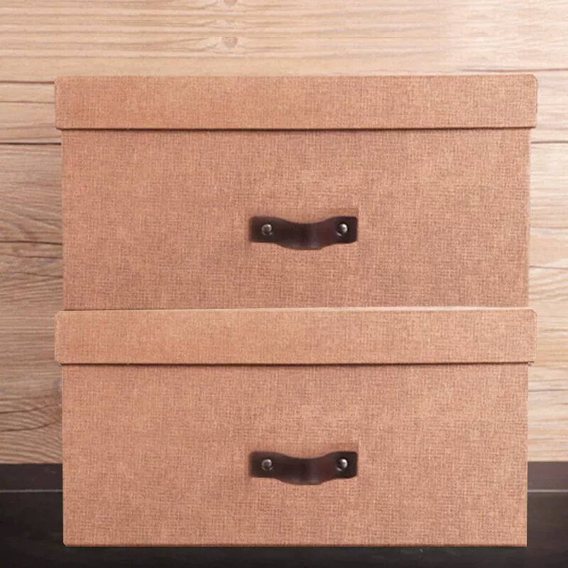 Коричневый набор из двух бумажных органайзеров для полок, 34,5x26,5x17 см