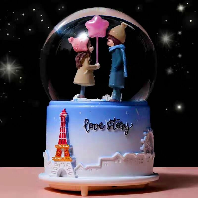 Украшение снежного шара "White moon", стекло, полистоун, 11см, голубое/фиолетовое