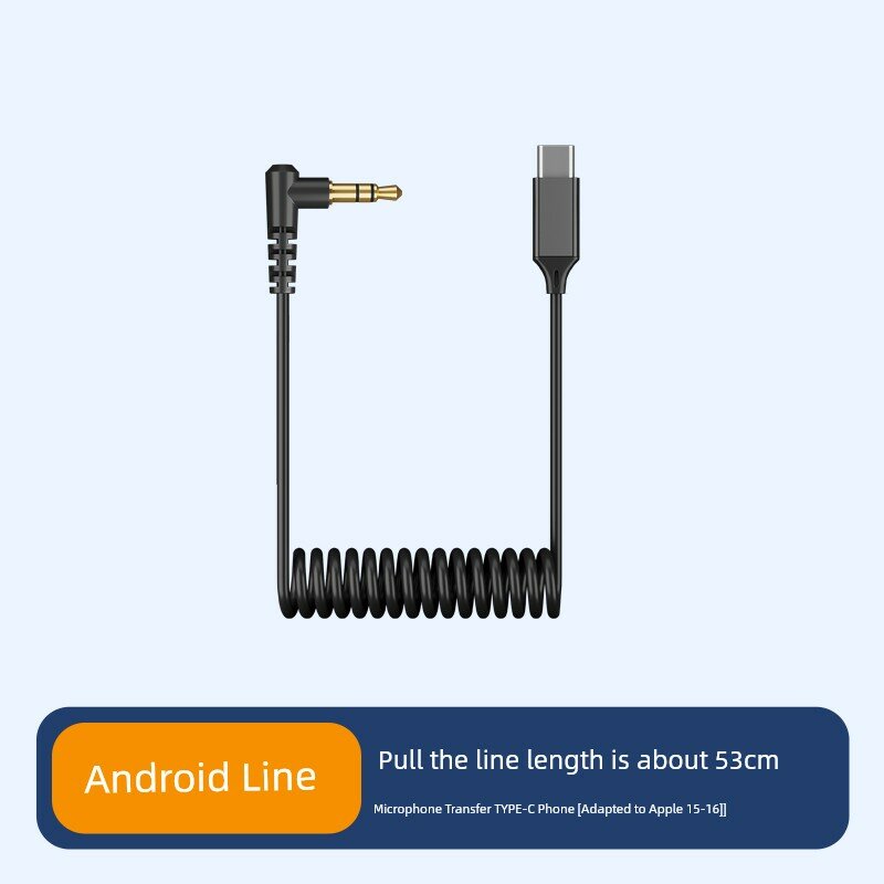 Адаптер для микрофона RODE для Android и iPhone 15-16 с Type-C и 3.5 мм разъемом, спиральный провод