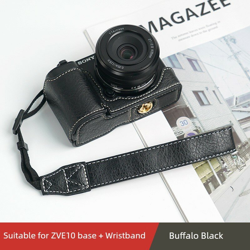 Sony ZV-E10 Основание с узором водяного буйвола и запястным ремешком, черный аксессуар