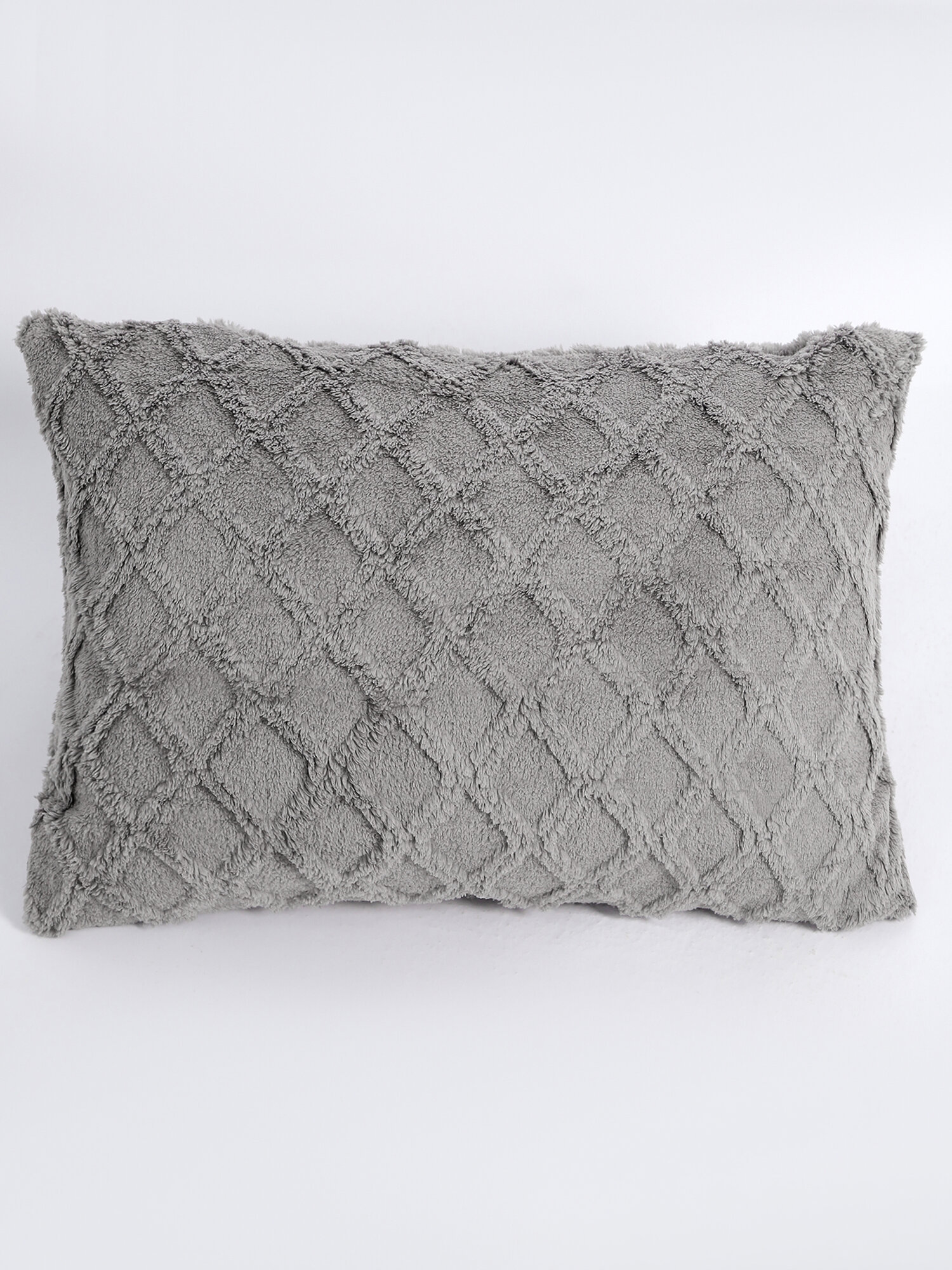 Подушка декоративная на молнии Lizzy Home 50х70 велсофт цвет серый