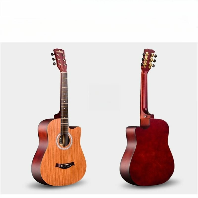 38-дюймовая акустическая гитара из сапеле подходит для начинающих.