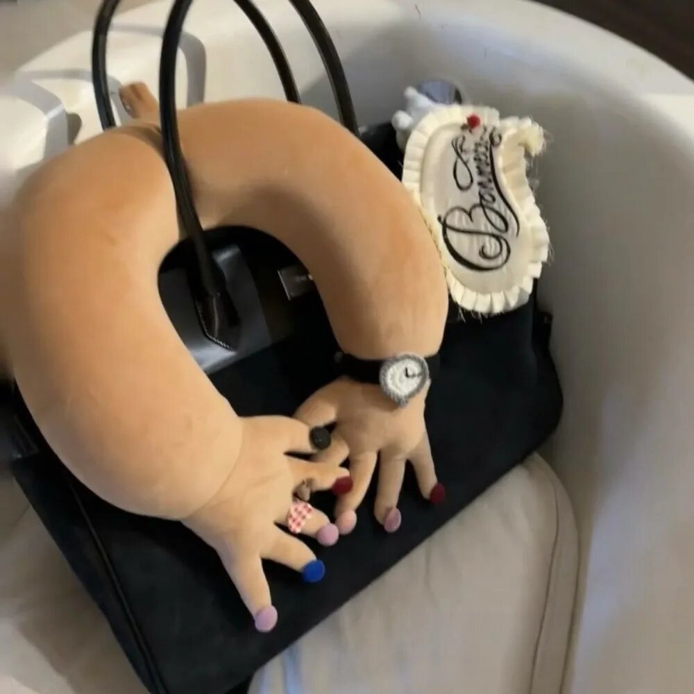 Кофейная хлопковая декоративная подушка для шеи Brown