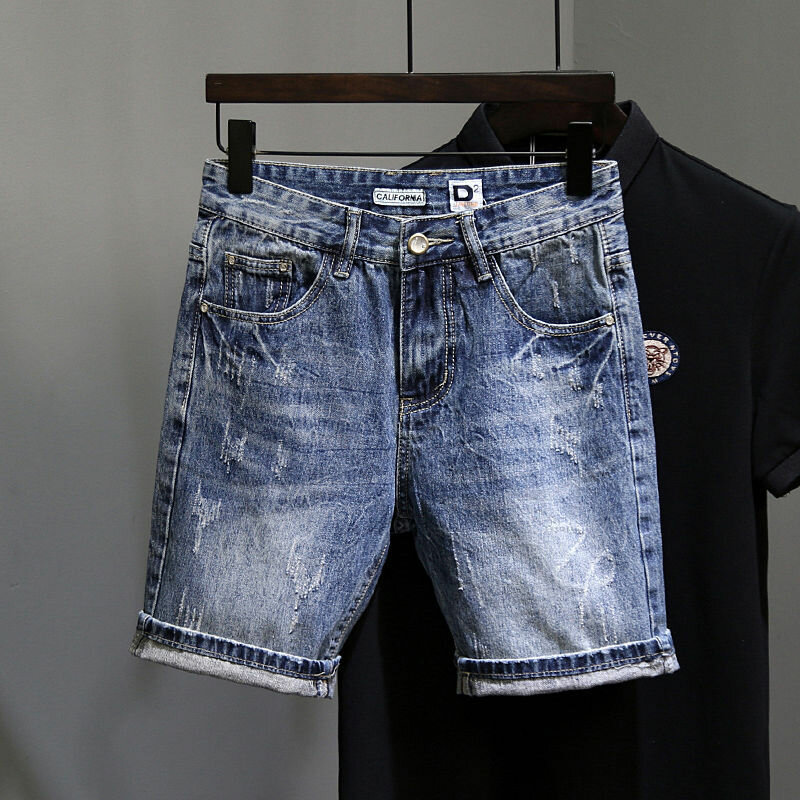 Тренд RONG CH Мужские Джинсы Четыре Полосы Трендовые Свободные Студенческие Кроп Деним, Размер_34