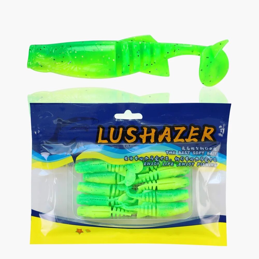 LUSHAZER 10/18 шт. мягкая приманка Action Shad рыболовная приманка 55/65 мм для щуки, окуня, пресноводная морская вода, искусственная силиконовая приманка
