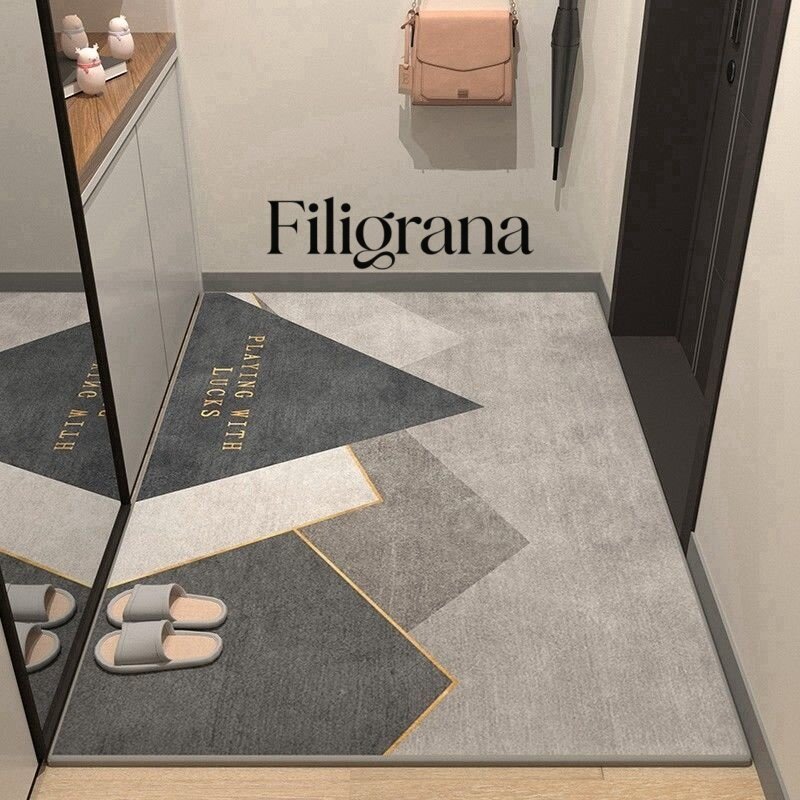 Коврик для прихожей Filigrana с возможностью индивидуального оформления, устойчивый к пятнам и моющийся.90cm*120cm