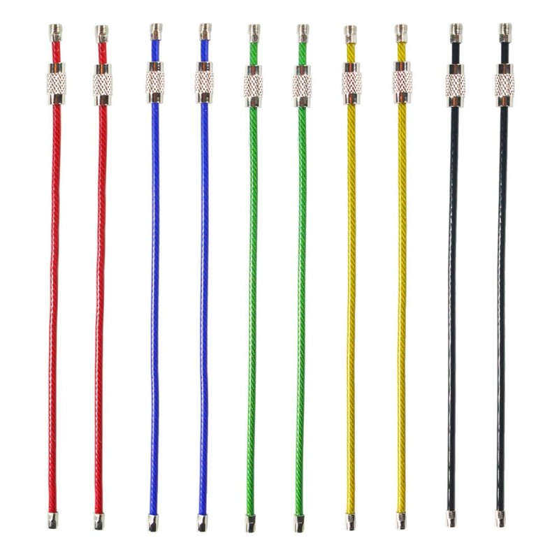 20 шт. цветных нейлоновых брелоков из нержавеющей стали с покрытием 2 мм 6,3 дюйма, петли для ключей с кабелем для подвешивания багажных бирок или идентификационных бирок