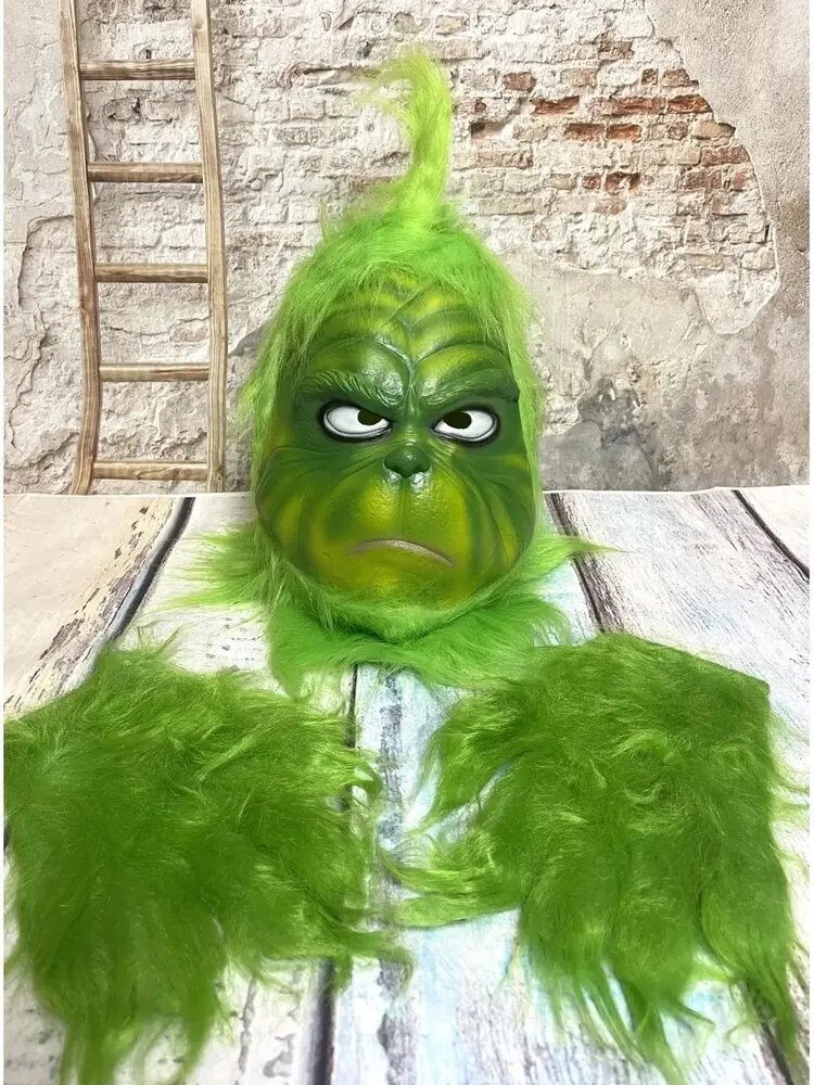 Маска зеленоволосого Гринча, перчатки-головные уборы из латекса Thief, забавный реквизит