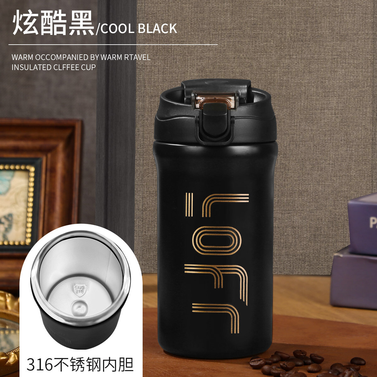 Дорожная кофейная кружка для мужчин, простая автомобильная термокружка для женщин, легкая роскошь, холодная и горячая изоляция, портативная кружка с трубочкой для воды с гравировкой