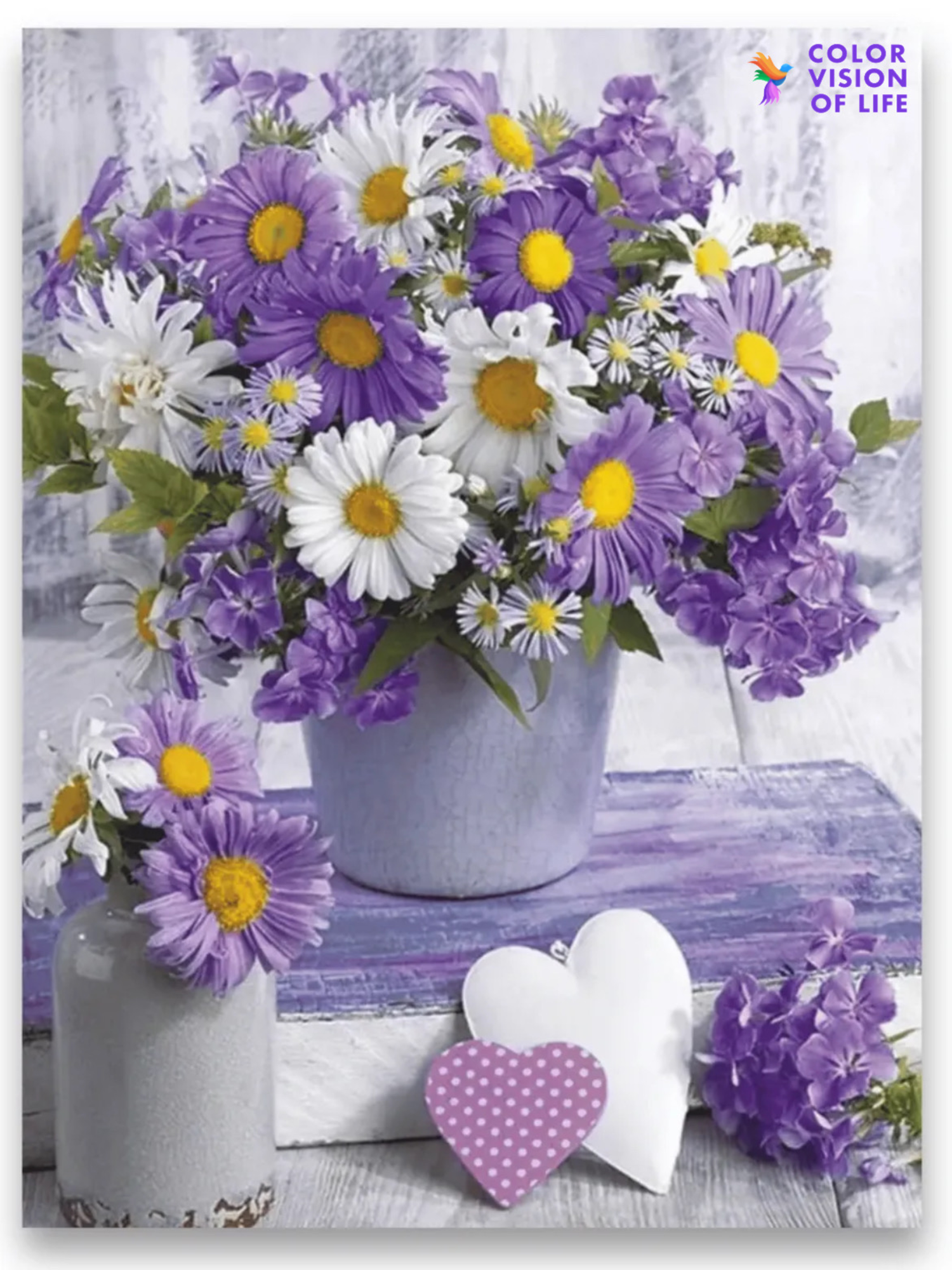 Алмазная мозаика на подрамнике «Сиреневые ромашки»