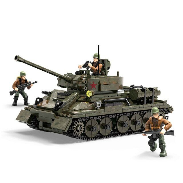 Вторая мировая война 2 военный T-34 85 средний танк оружия строительный блок комплект кирпич Вторая мировая война классическая армия модель игрушка дети мальчик подарок (черный)