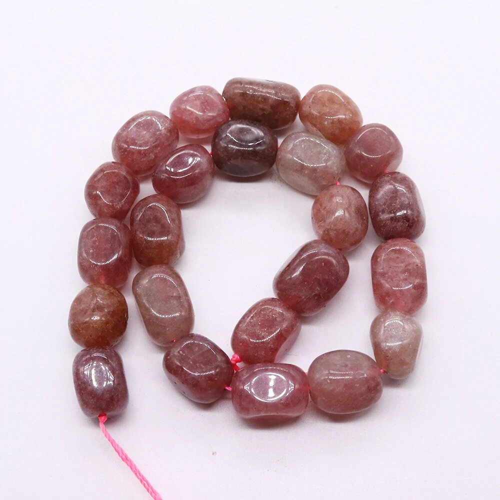 Натуральный клубничный кварц бусина 12x17 мм