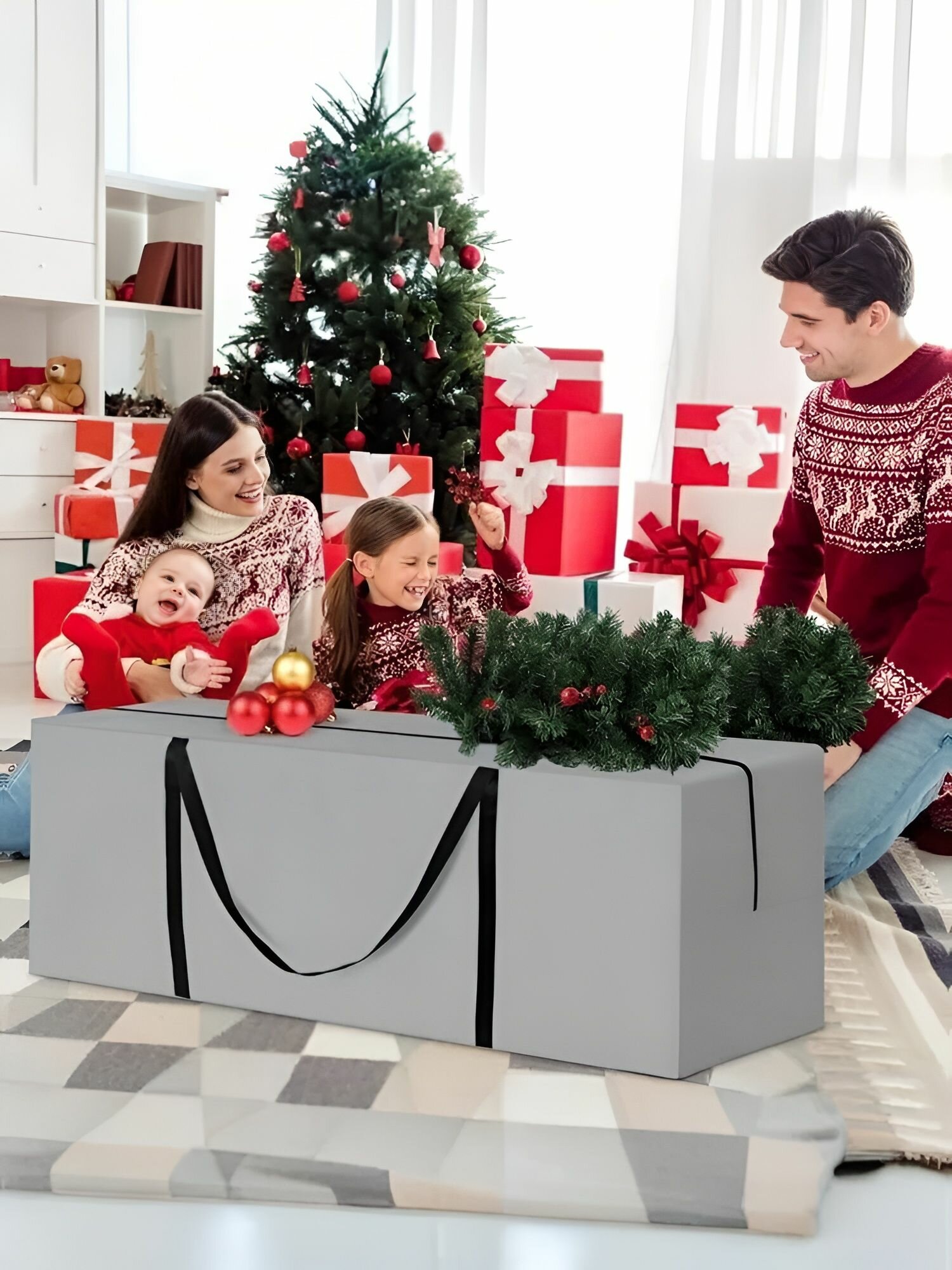 Сумка Чехол Для Хранения Искусственной Новогодней Елки И Вещей Декора, Украшений, Игрушек. Организация Пространства Дома На Балконе, В Кладовой, Чулане. Защита От Пыли И Царапин. Непромокаемая.