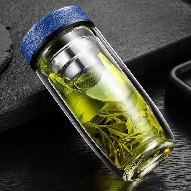 Горячая продажа SG: Небьющаяся закаленная стеклянная чашка для чая, неразрушимая, изолированная, двухслойная, чашка в форме гусиного яйца, мужская чашка для чая