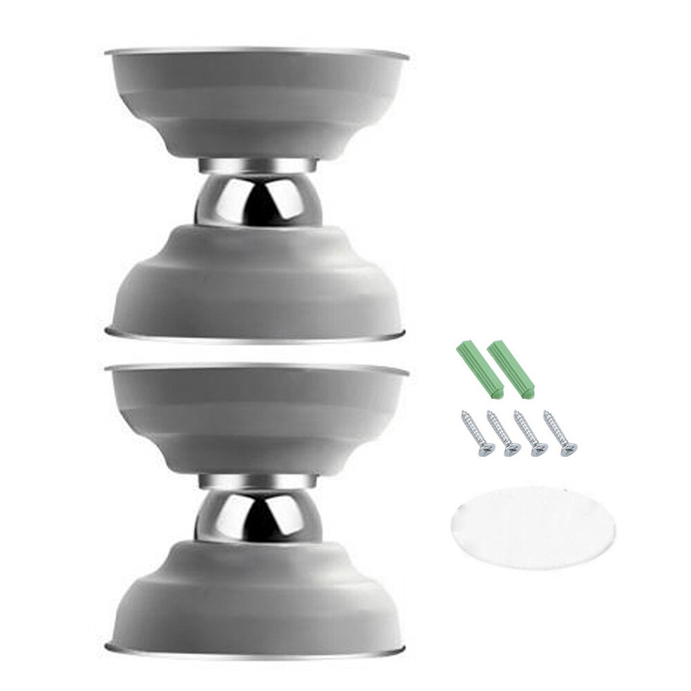 Крепление для двери на магните, 2 штуки, для RV, с клеем и винтами, стопор для двери, для RV, кемпера, трейлера, лодки, дома, серый, размер 50*46*21мм, материал нержавеющая сталь и силикон, вес упаковки 265г, в комплект входят 2 крепления, 1 клей, 2