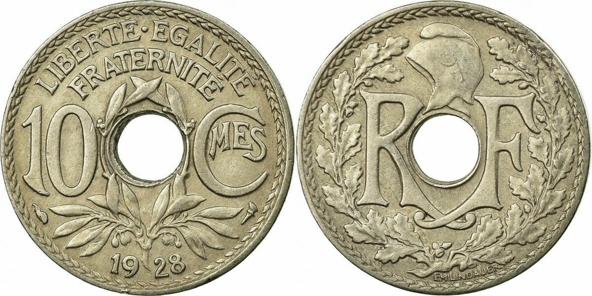 Франция 10 сантимов, 1917 - 1938 Фригийский колпак XF